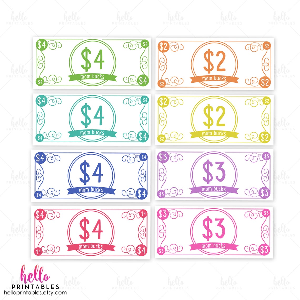 Mom Bucks Printable// Additional Denominations // JPEG File // Instant ...