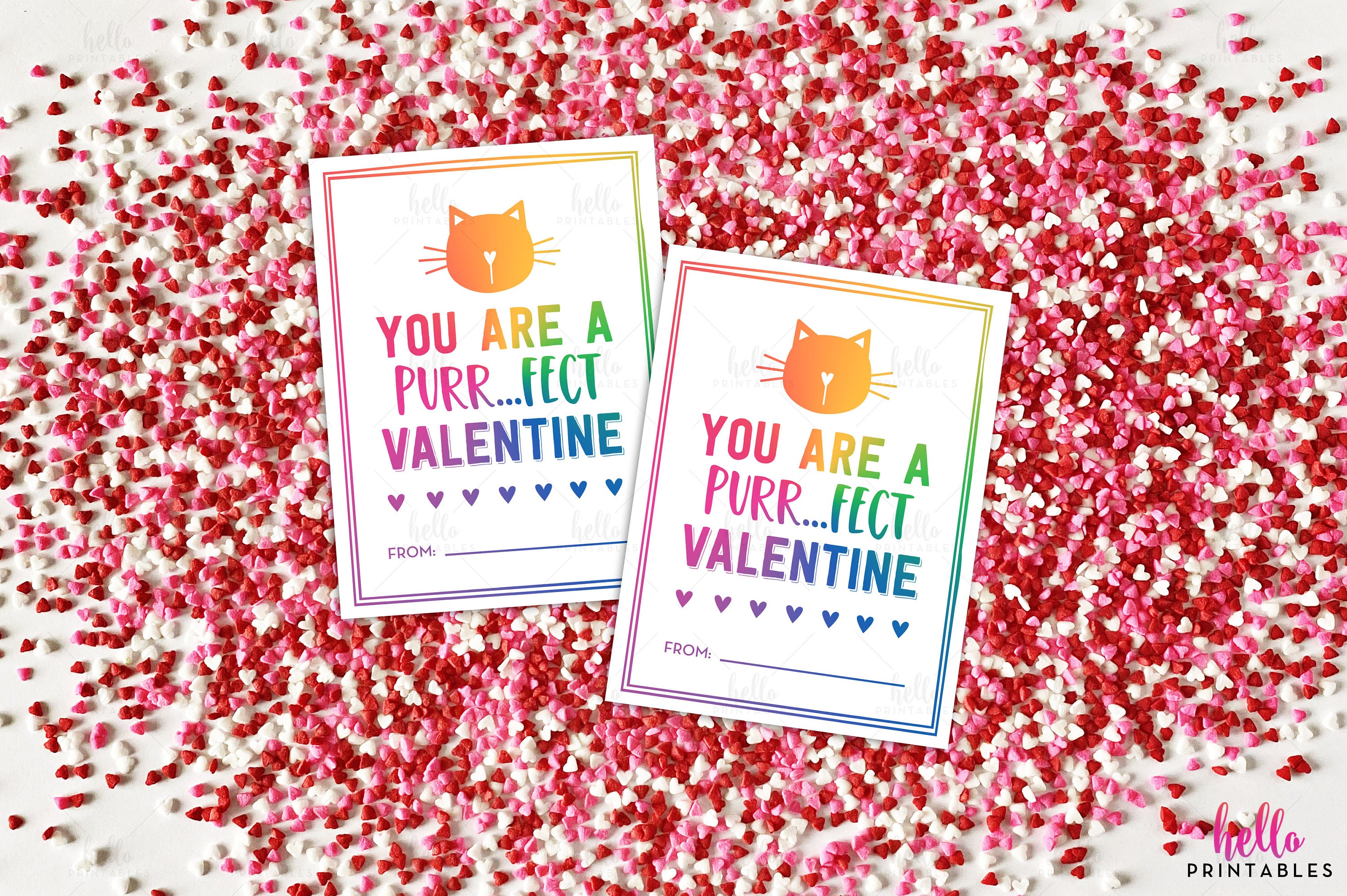 You Are Purrfect Valentine's Day Card Printable, Print and Cut, Instant ...