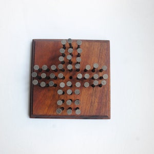 Cross Peg Solitaire Handmade Wooden Brain Teaser - Cracker Barrel Game ...