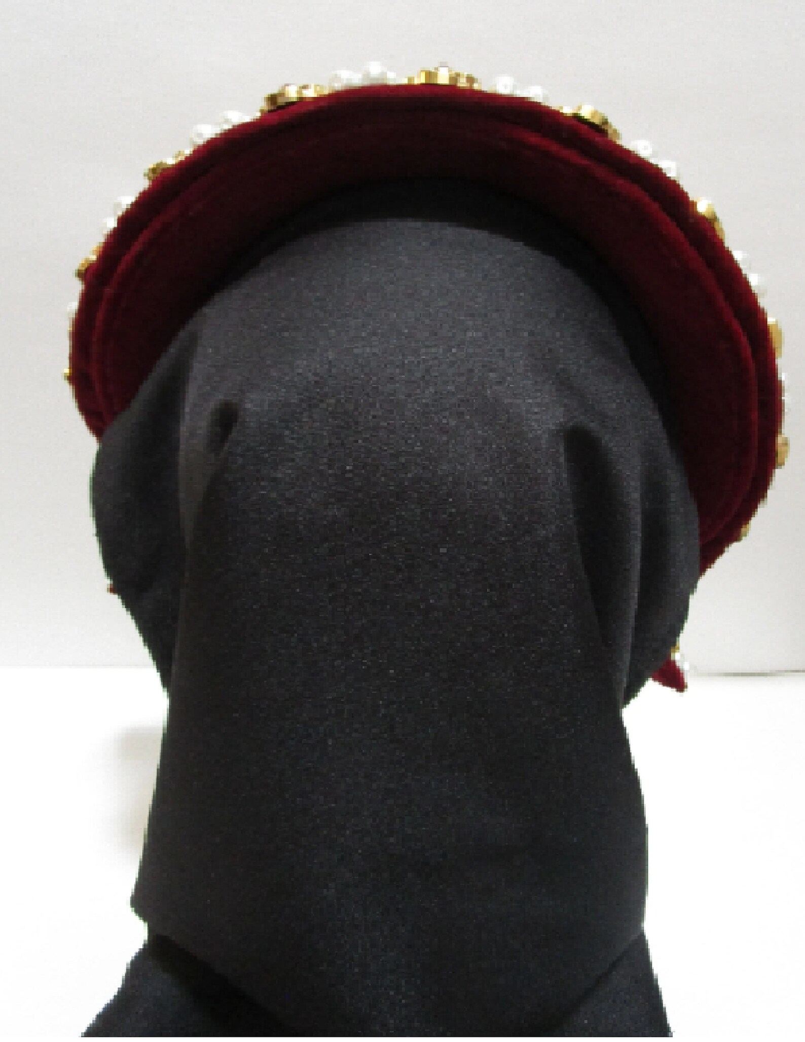 Tudor French Hood ~ (catherine Parr) ~ Red Velveteen With Gold and ...