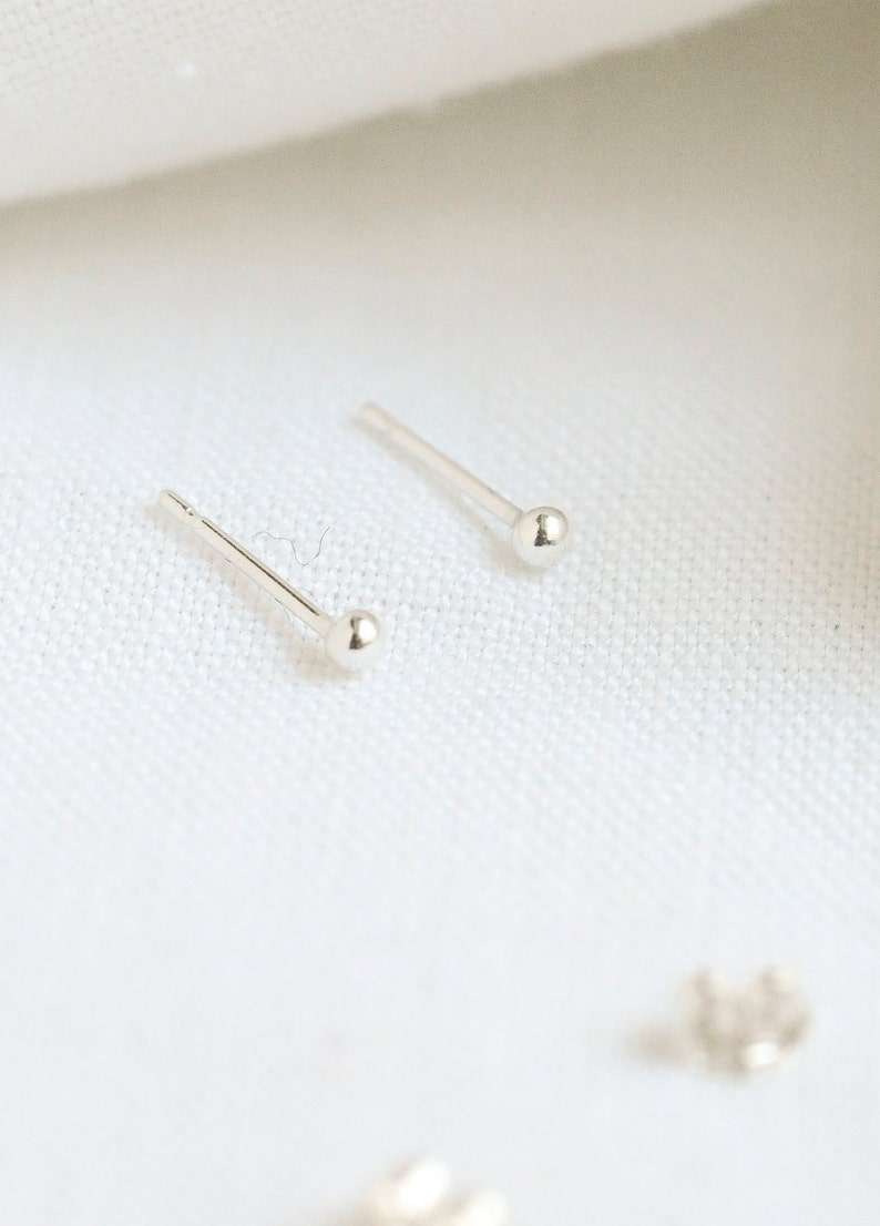 Tiny Dot Studs Very Small Studs Small Silver Studs Third - Etsy