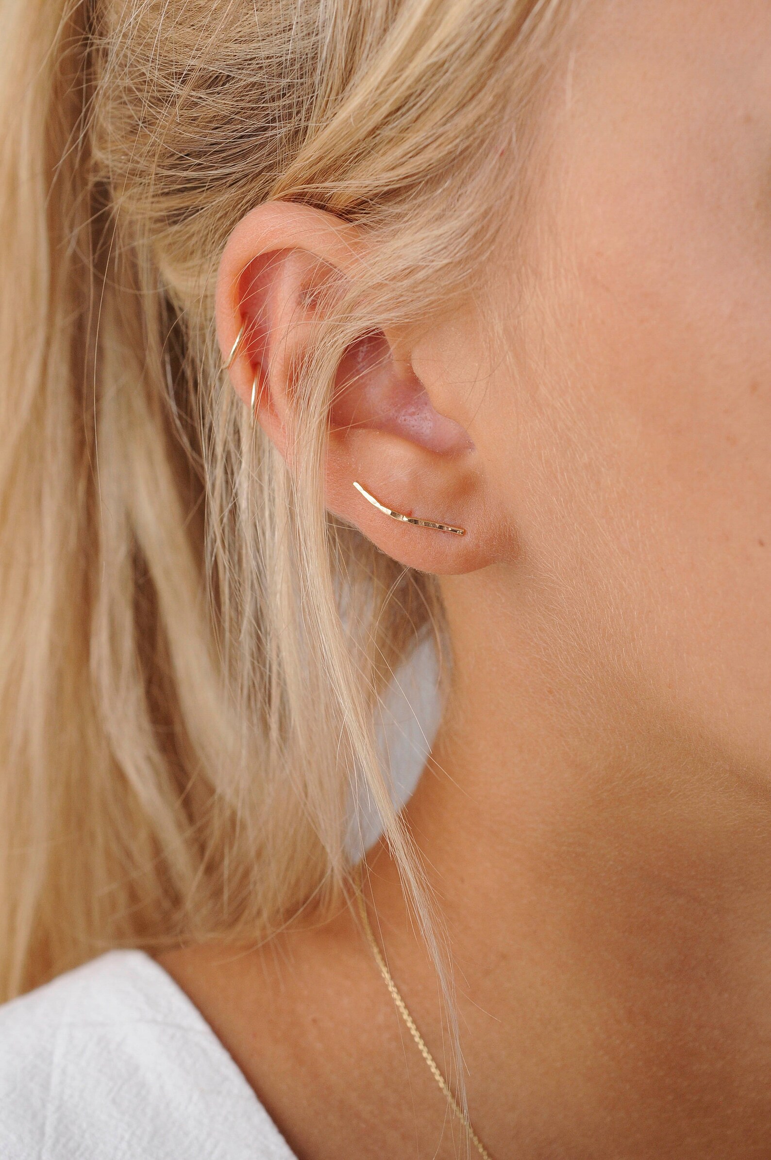 Hammered Ear Crawler Sterling Silver Ear Climber Hammered | Etsy