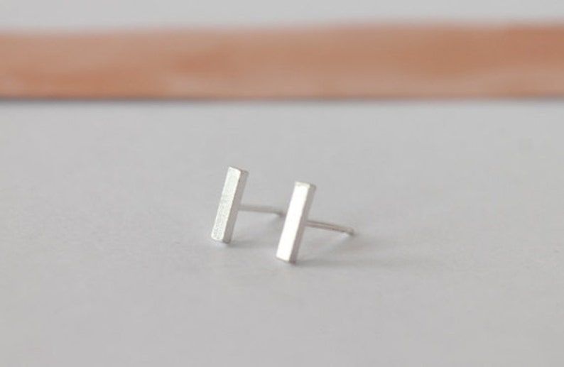 Silver Bar Earrings Staple Earrings Sterling Silver Stud - Etsy