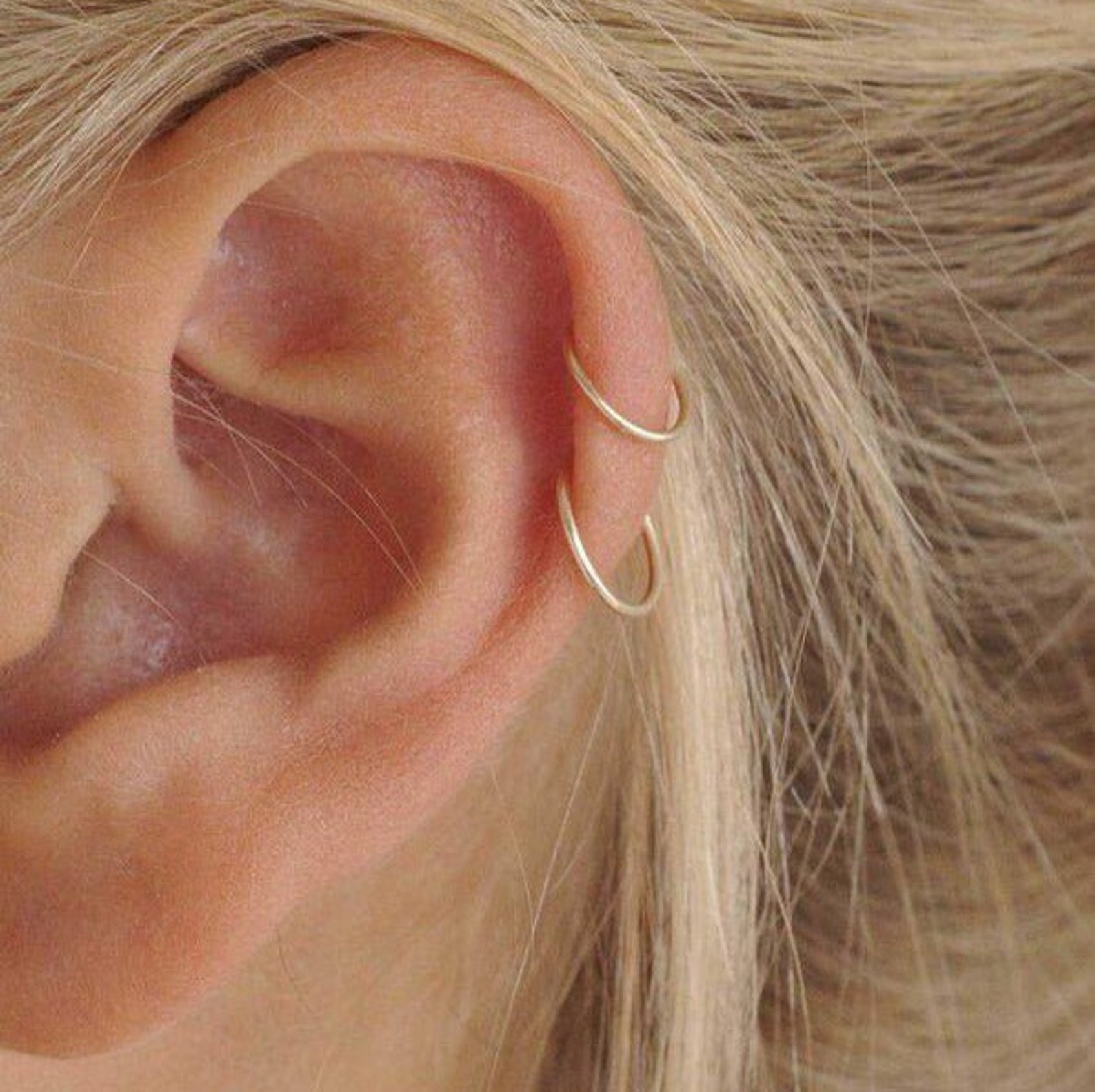 Very Small 18ct Gold Cartilage Hoops Small Gold Helix Hoop - Etsy UK