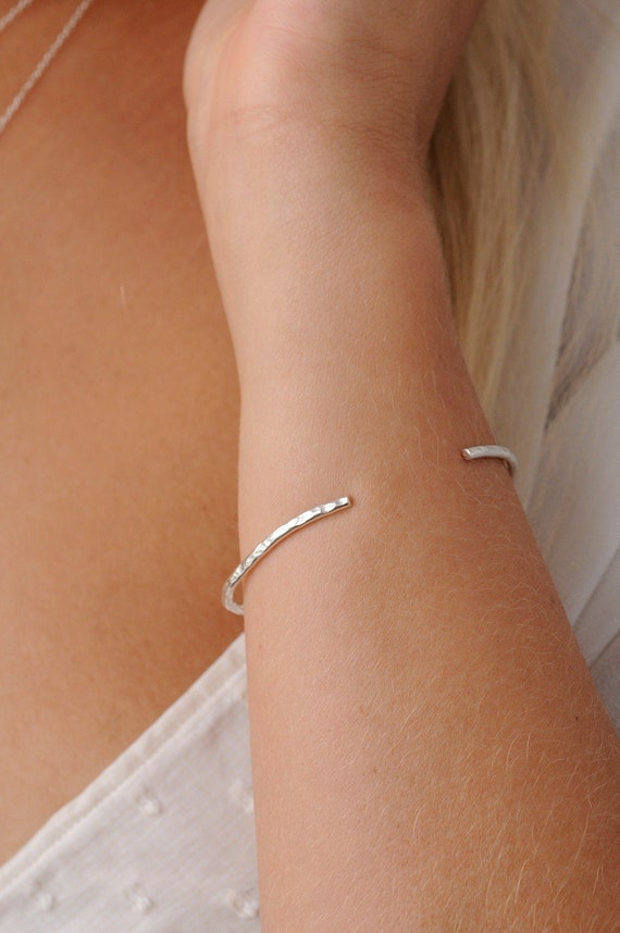 Sterling Silver Cuff Adjustable Silver Bangle Hammered - Etsy UK