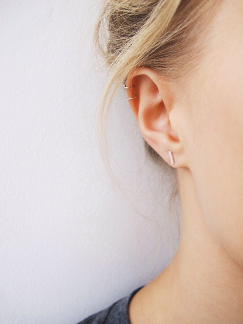 Silver Bar Earrings Staple Earrings Sterling Silver Stud | Etsy