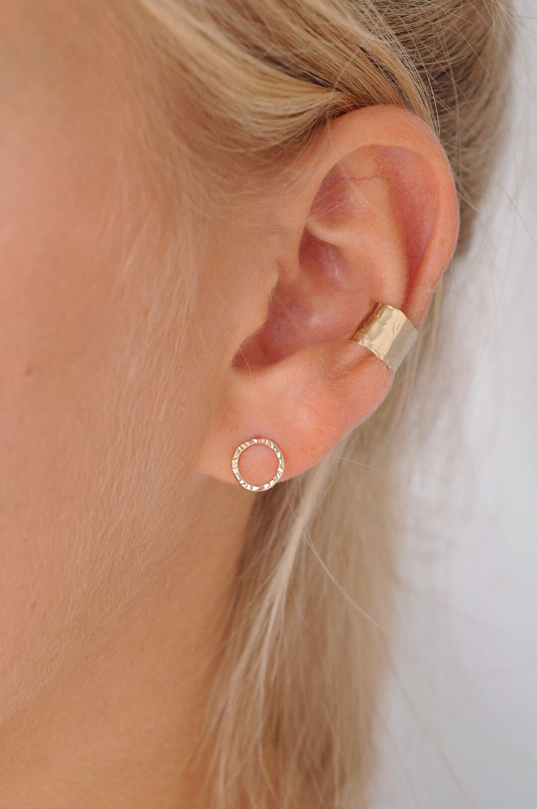 Gold Hammered Ear Cuff Solid Gold Earcuff Delicate Minimal Earcuff ...