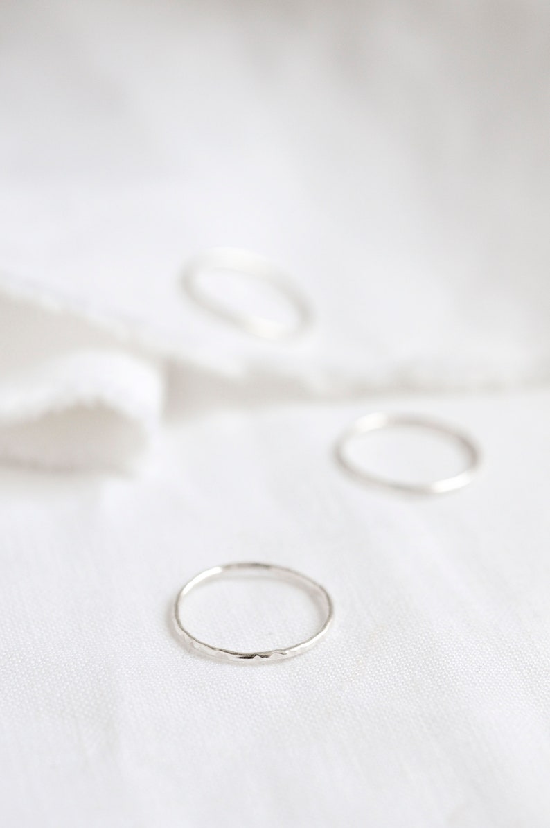 Thin Delicate Hammered Sterling Silver Ring Stackable Ring - Etsy