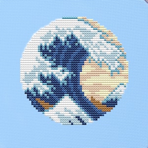 Great Wave Cross Stitch Pattern, Japan Cross Stitch, Pixel Cross Stitch ...