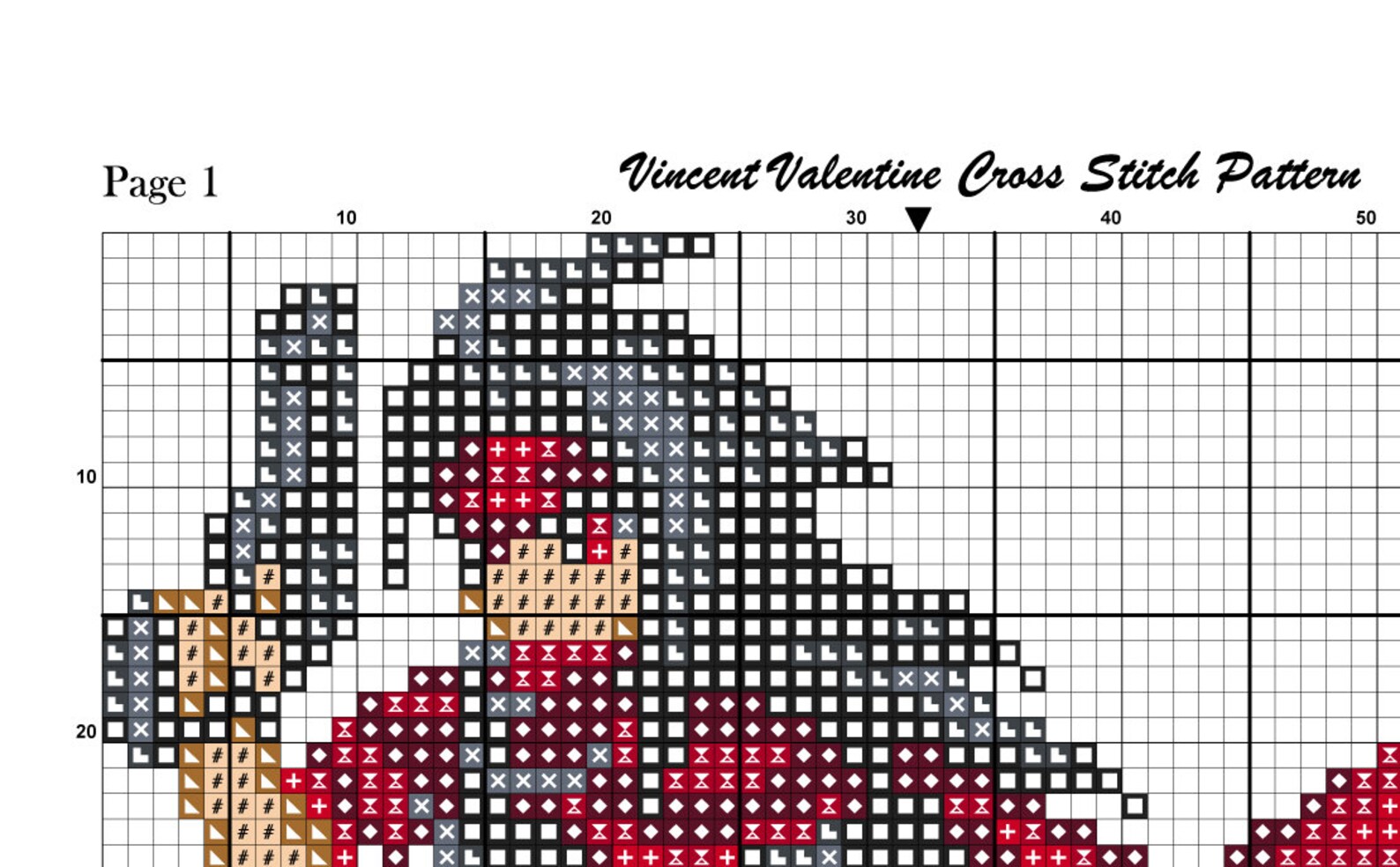 Final Fantasy Cross Stitch Pattern Vincent Cross Stitch Game - Etsy