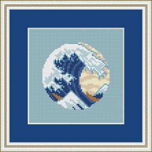 Great Wave Cross Stitch Pattern, Japan Cross Stitch, Pixel Cross Stitch ...