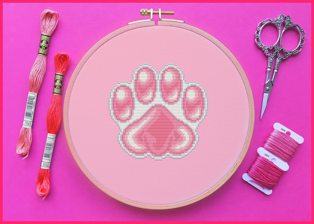 Cat Paw Cross Stitch Pattern, Cat Cross Stitch, Kitten Cross Stitch ...