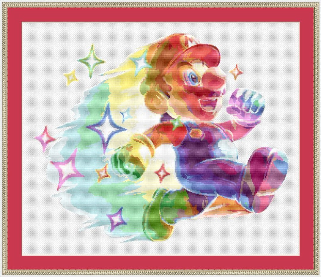 Mario Cross Stitch Pattern, Galaxy Cross Stitch, Gaming Cross Stitch ...