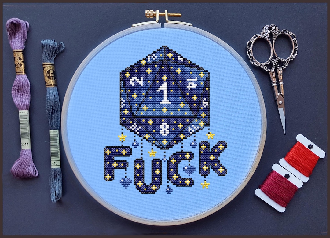 D1 Cross Stitch Pattern, Dnd Cross Stitch, Dice Cross Stitch, Dungeons ...
