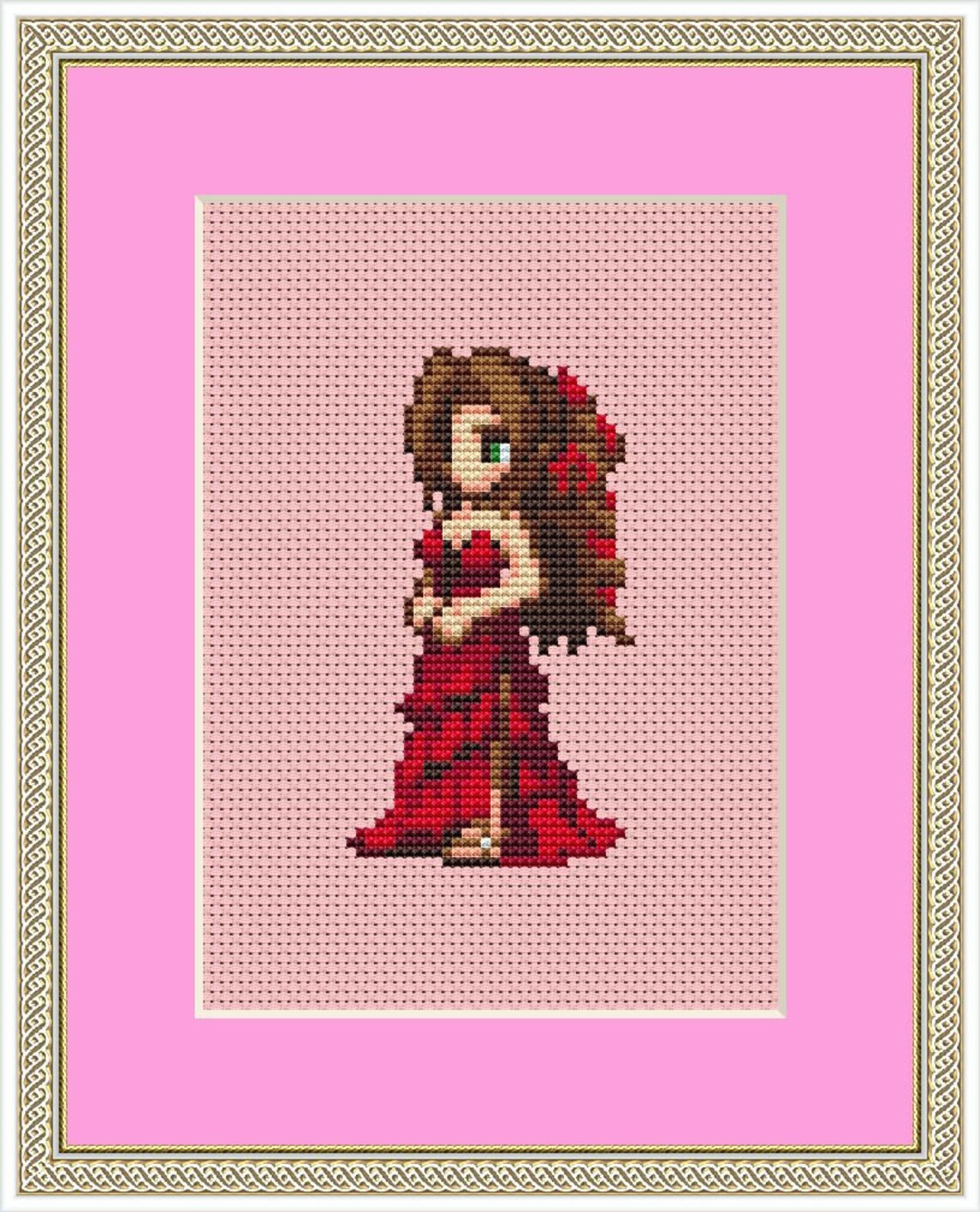Final Fantasy Cross Stitch Pattern, Aerith Cross Stitch, Game Cross ...