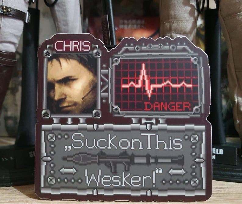 Resident Evil Sticker, Chris Redfield Sticker, Pixel Sticker, Horror ...