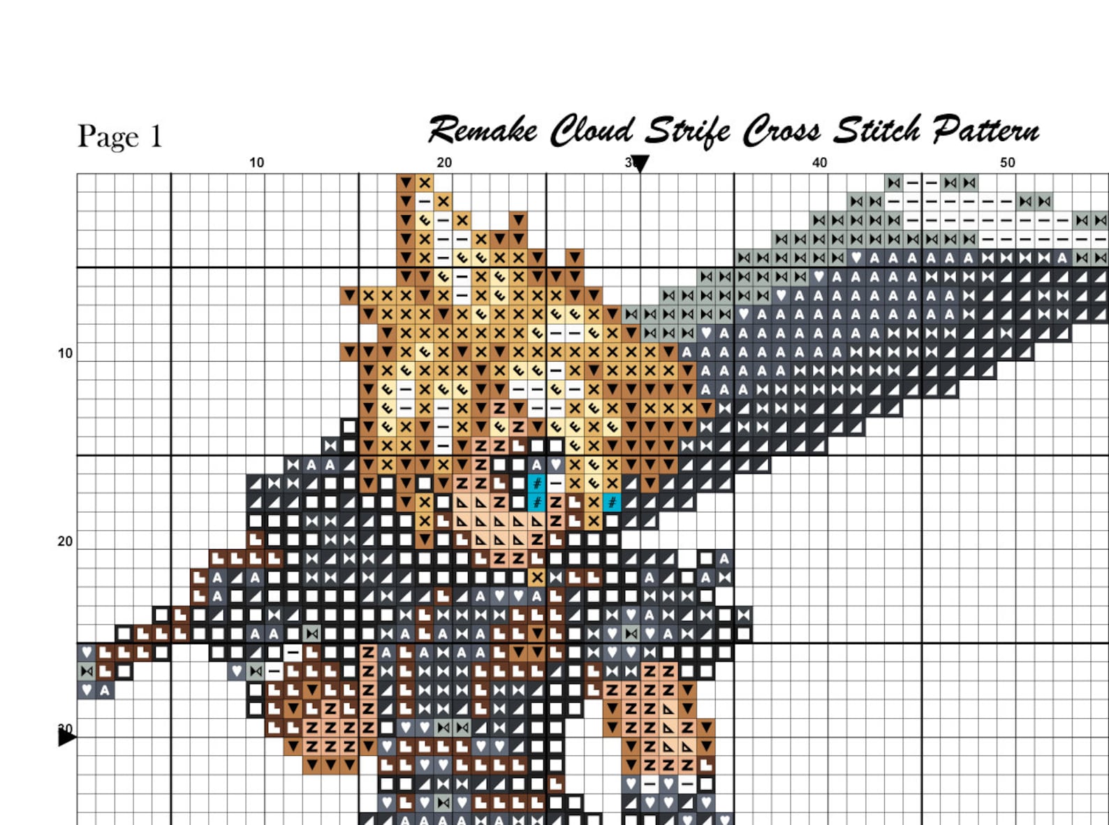 Final Fantasy Cross Stitch Pattern Cloud Cross Stitch Game | Etsy
