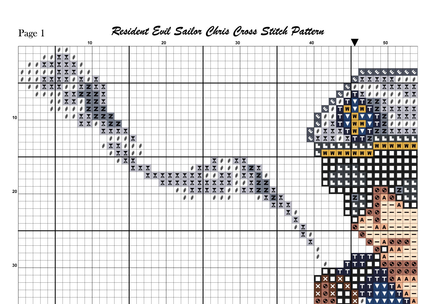Resident Evil Chris Redfield Cross Stitch Pattern, Gaming, Pixel, (PDF ...