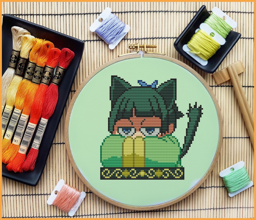 Anime Cross Stitch Pattern, Pixel Cross Stitch, Chibi Cross Stitch ...