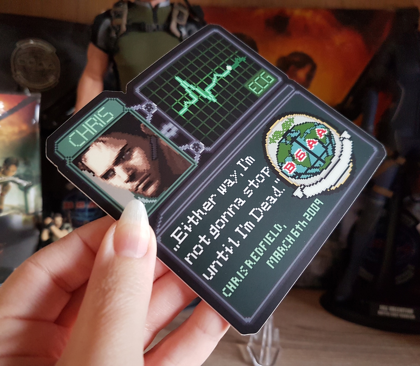 Resident Evil Sticker, Chris Redfield Sticker, Pixel Sticker, Horror ...