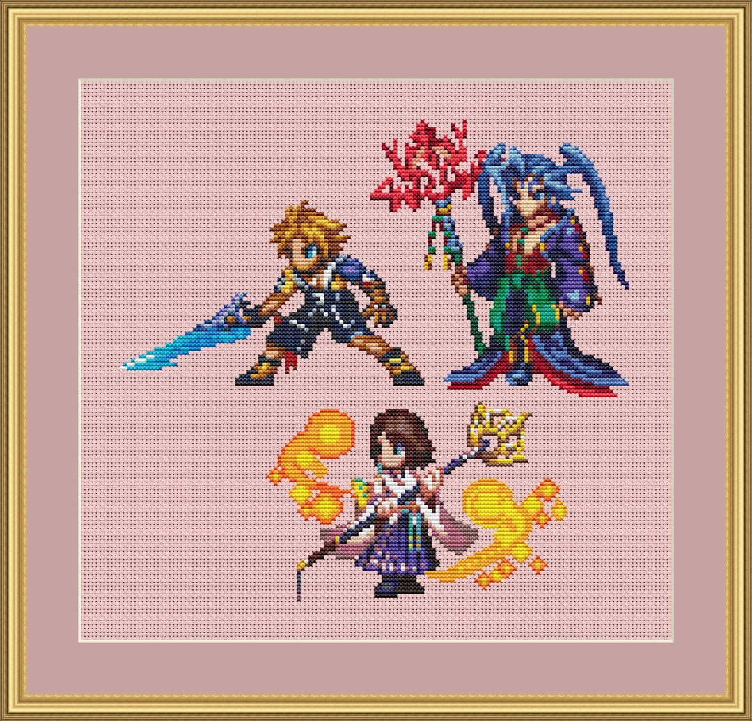 Final Fantasy 10 Cross Stitch Pattern Set, Tidus Cross Stitch, Yuna ...