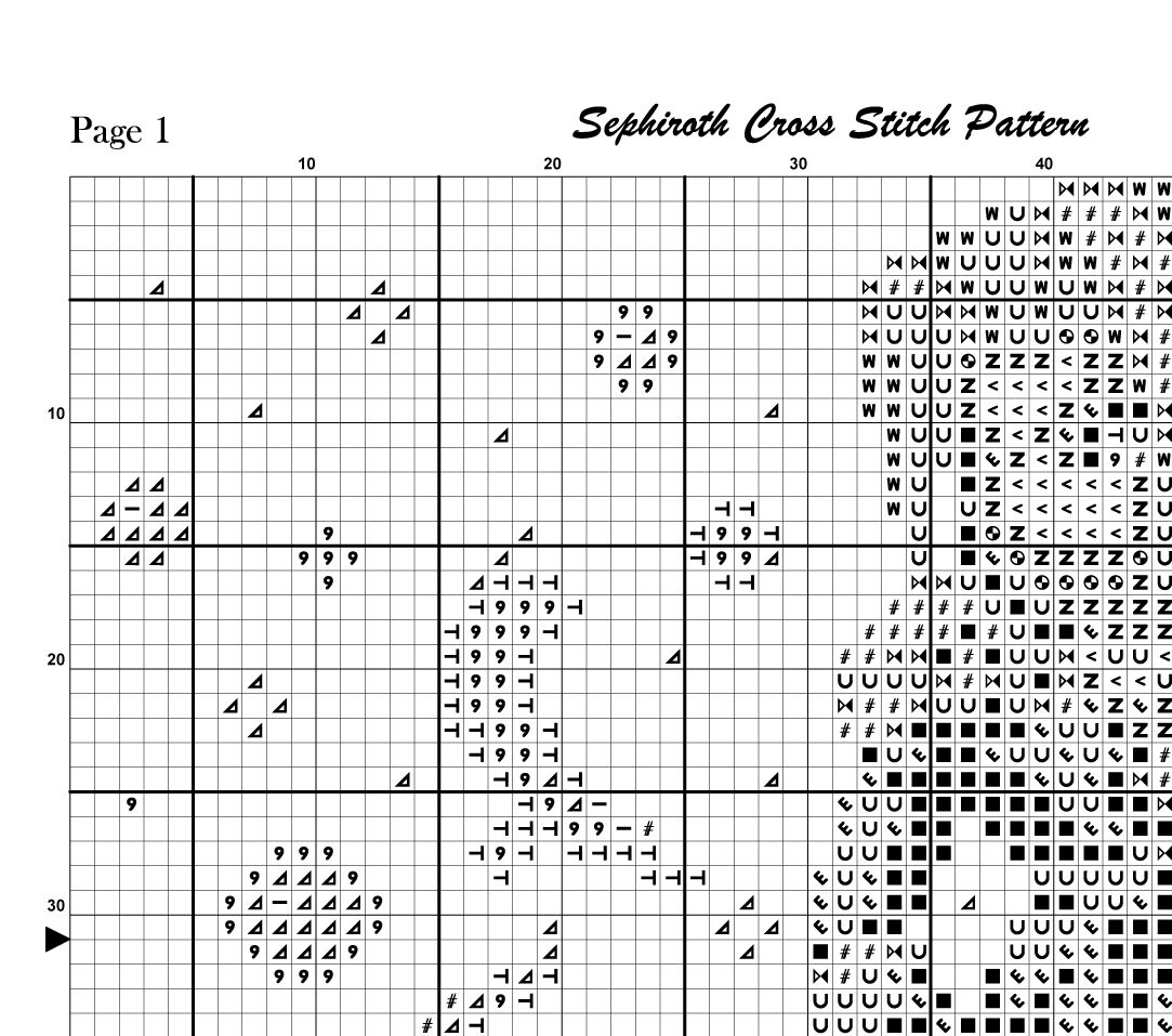 Final Fantasy Cross Stitch Pattern, Sephiroth Cross Stitch, Anime Cross ...