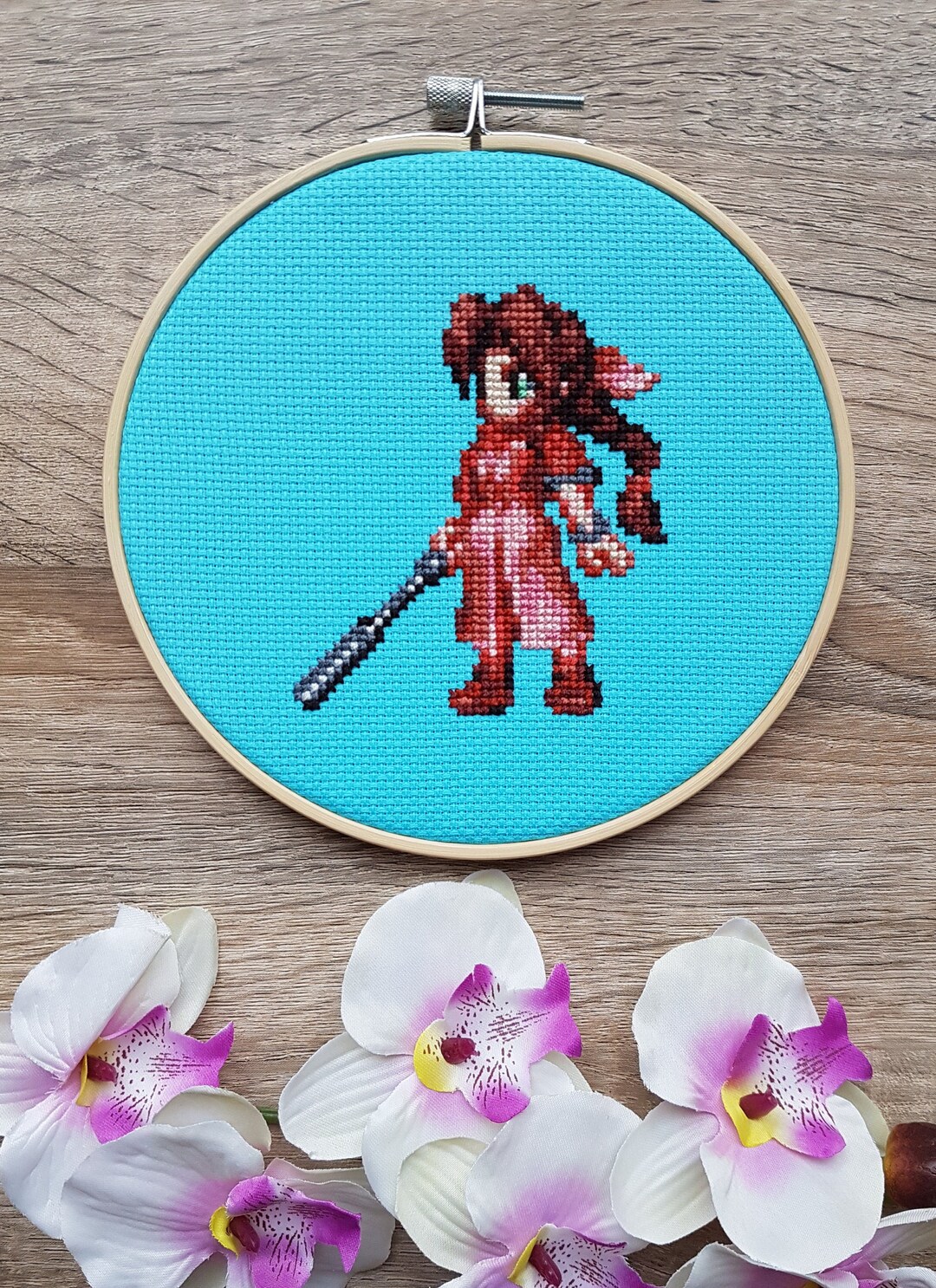 Final Fantasy Cross Stitch Pattern, Aerith Cross Stitch Pattern, Game ...