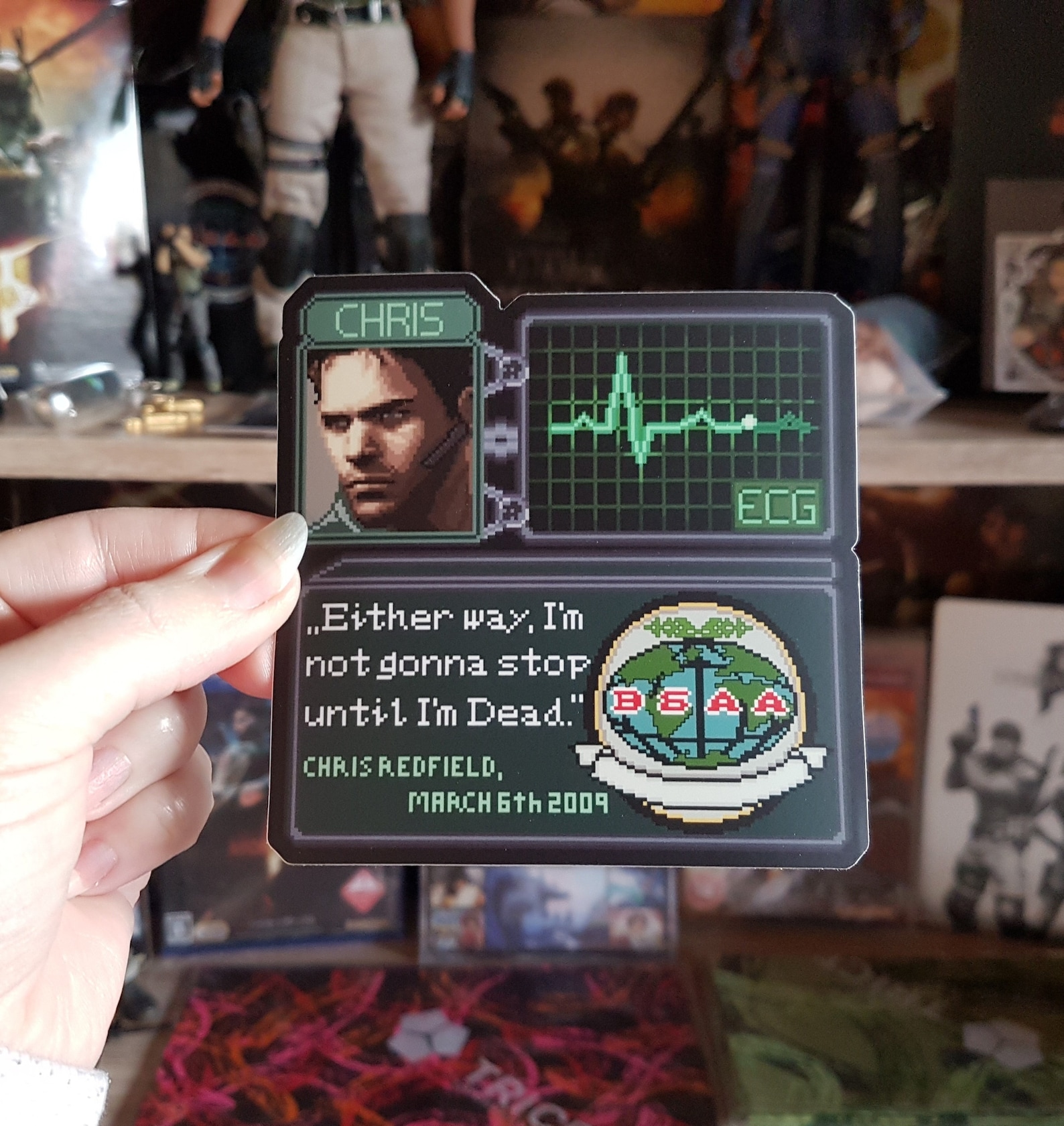 Resident Evil Sticker, Chris Redfield Sticker, Pixel Sticker, Horror ...
