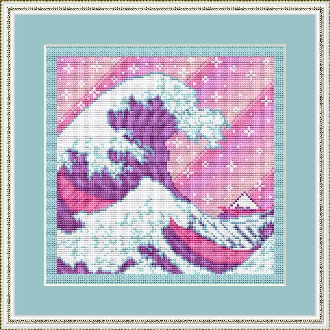Great Wave Cross Stitch Pattern, Japan Cross Stitch, Galaxy Cross ...