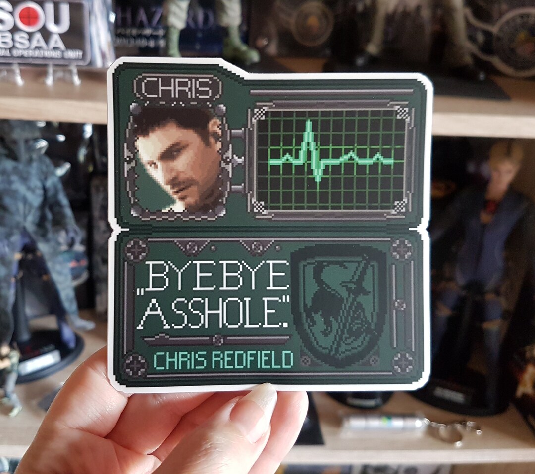 Resident Evil Sticker, Chris Redfield Sticker, Pixel Sticker, Horror ...