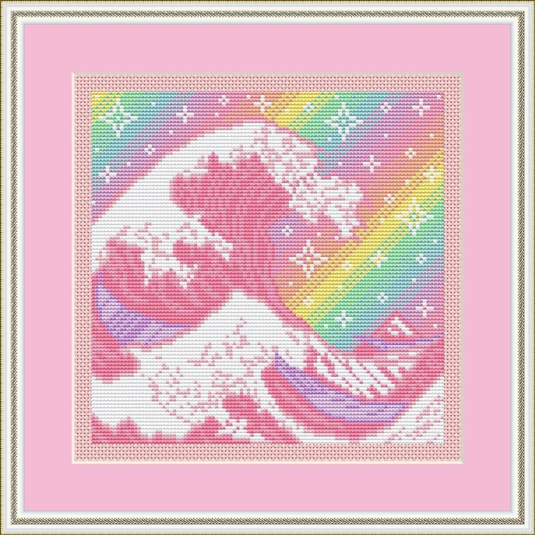 Great Wave Cross Stitch Pattern, Japan Cross Stitch, Rainbow Cross ...