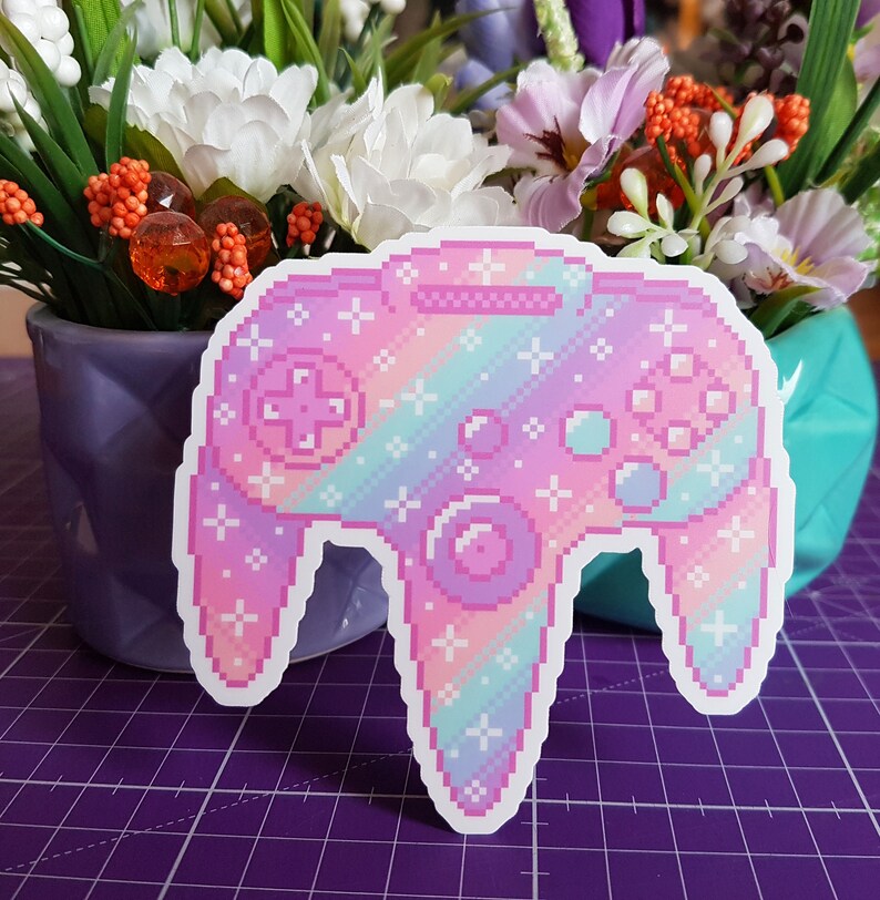 N64 Controller Sticker Pixel Sticker Galaxy Sticker Pastel - Etsy