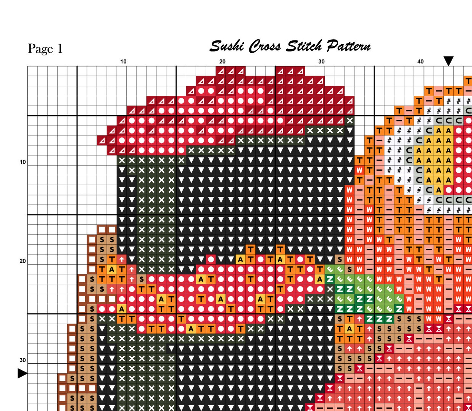 Sushi Cross Stitch Pattern Japan Cross Stitch Kawaii Cross | Etsy
