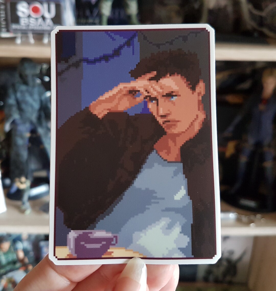 Resident Evil Chris Redfield Sticker, Pixel Art, Gaming, Retro, Vinyl ...