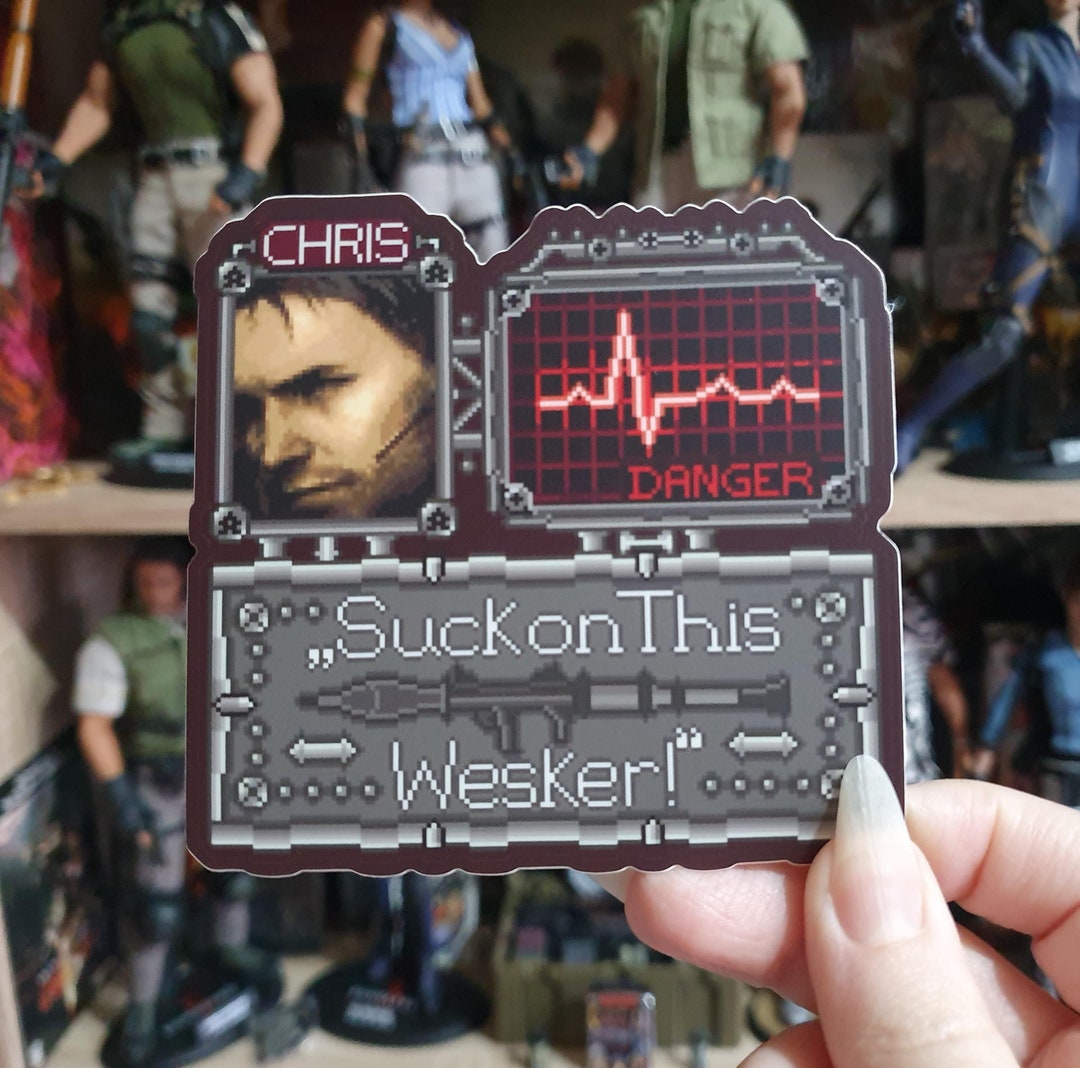 Resident Evil Sticker, Chris Redfield Sticker, Pixel Sticker, Horror ...