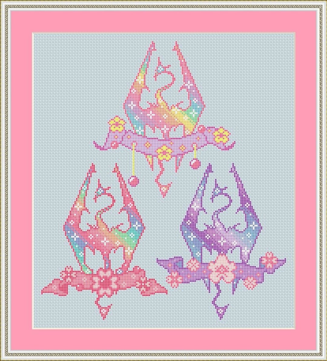 Skyrim Cross Stitch Pattern Set, Dragon Cross Stitch, Pastel Cross ...