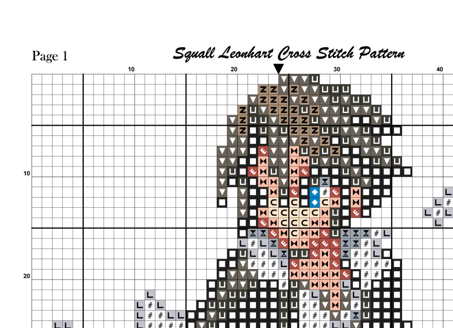 Final Fantasy Cross Stitch Pattern, Squall Cross Stitch, Game Cross ...
