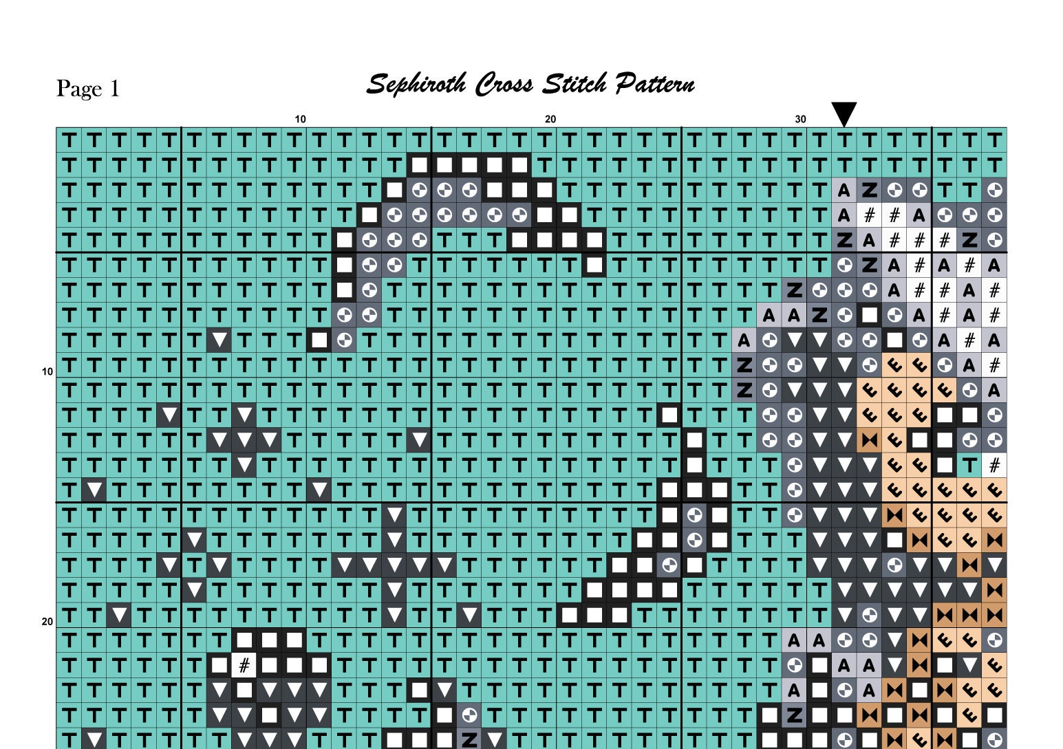 Final Fantasy Cross Stitch Pattern, Sephiroth Cross Stitch, Game Cross ...