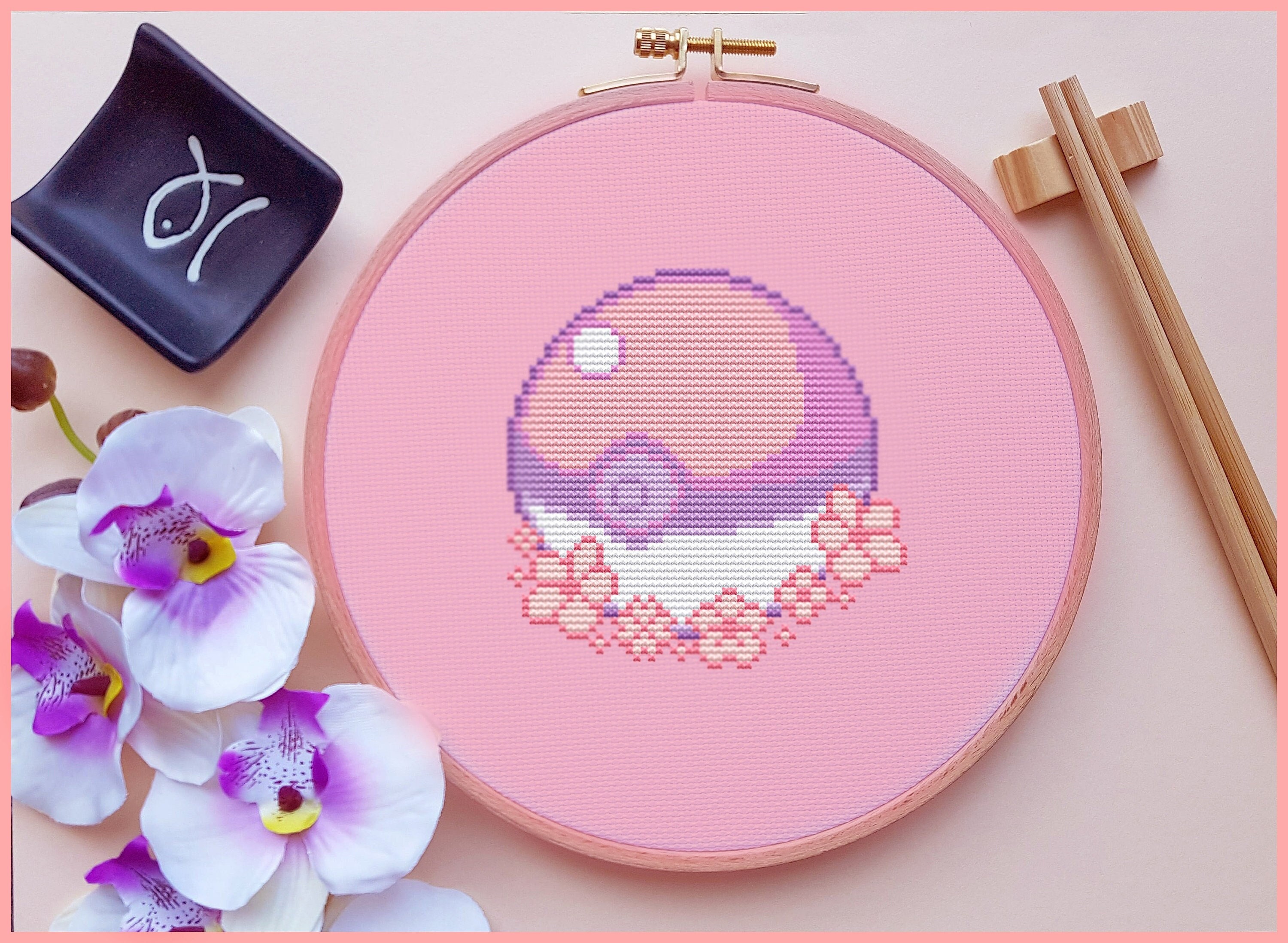 Pastel Pokeball Cross Stitch Pattern Cherry Blossom Cross | Etsy Canada