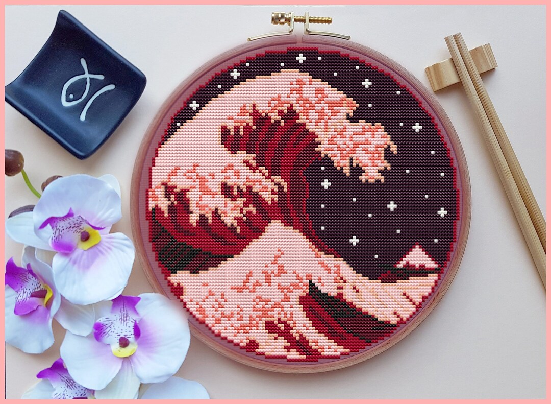 Great Wave Cross Stitch Pattern, Japan Cross Stitch, Nature Cross ...