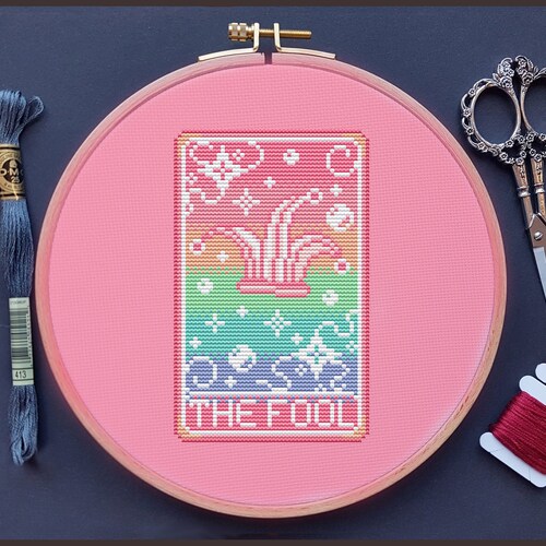 DIGITAL PATTERN the Fool Tarot Card Modern Cross Stitch Moon - Etsy