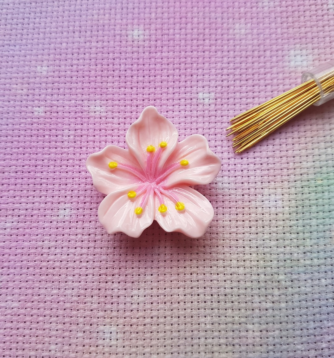 Cherry Blossom Needle Minder, Flower Needle Minder, Resin Needle Minder ...