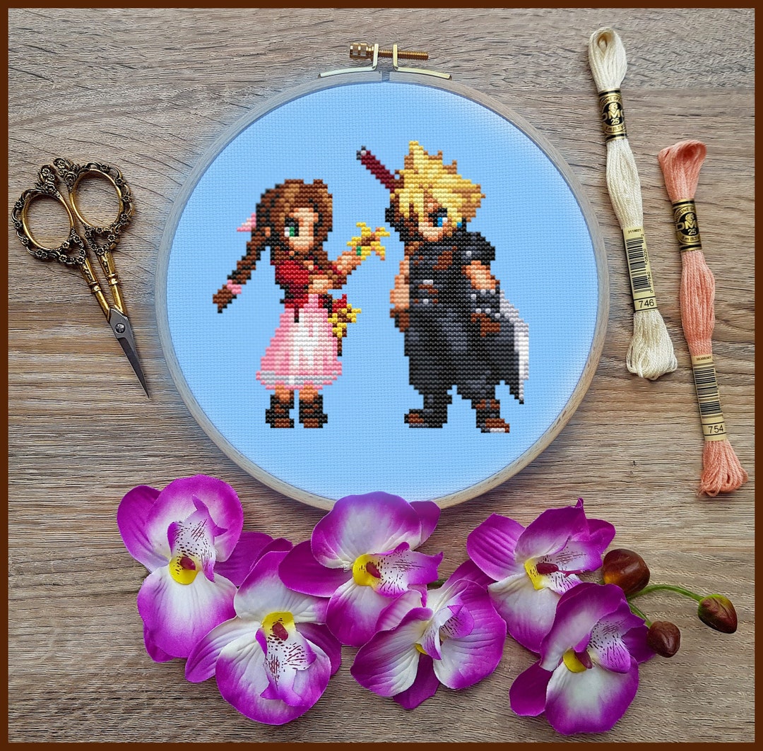 Final Fantasy Cross Stitch Pattern, Cloud Cross Stitch, Aerith Cross ...