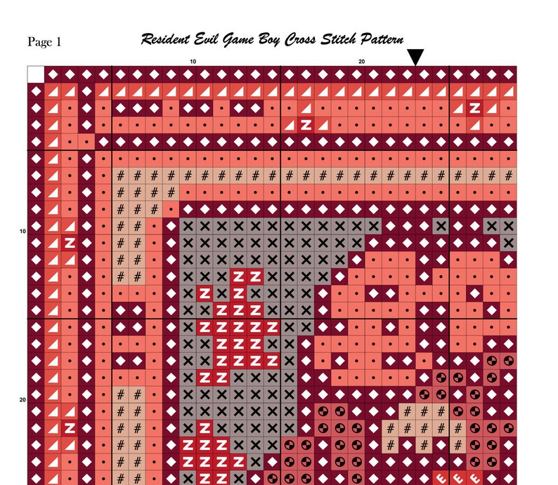 Resident Evil Game Boy Cross Stitch Pattern, Gaming, Pixel, (PDF) - Etsy