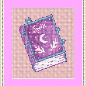 Pastel Spell Book Cross Stitch Pattern, Witchy Cross Stitch, Kawaii ...