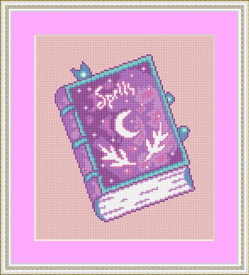 Pastel Spell Book Cross Stitch Pattern Witchy Cross Stitch - Etsy