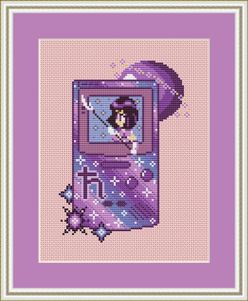 Magical Girl Game Boy Cross Stitch Pattern, Anime Cross Stitch, Rainbow ...