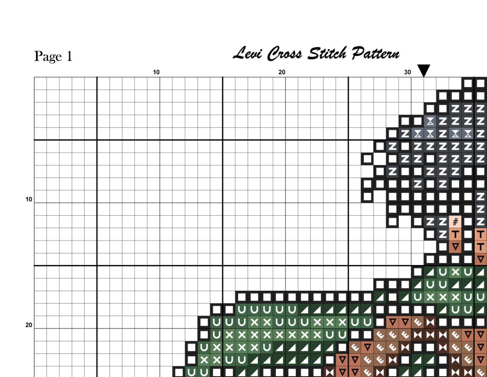 Anime Cross Stitch Pattern, Levi Cross Stitch Pattern, Manga Cross ...