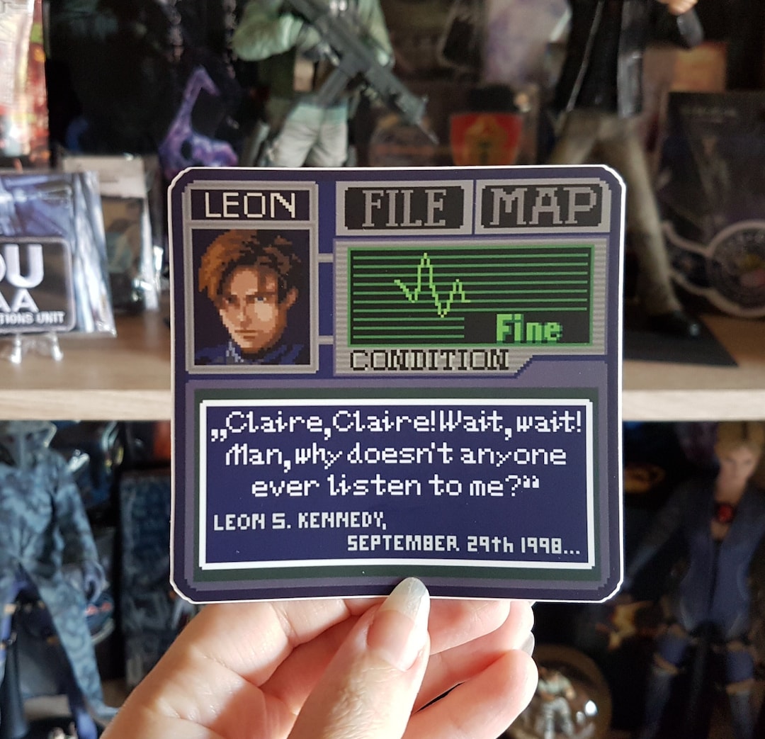 Resident Evil Sticker, Leon Kennedy Sticker, Pixel Sticker, Horror ...
