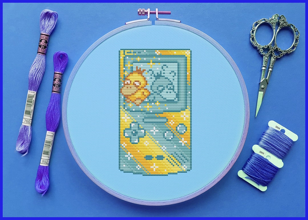 Psyduck Game Boy Cross Stitch Pattern, Console Cross Stitch, Galaxy ...